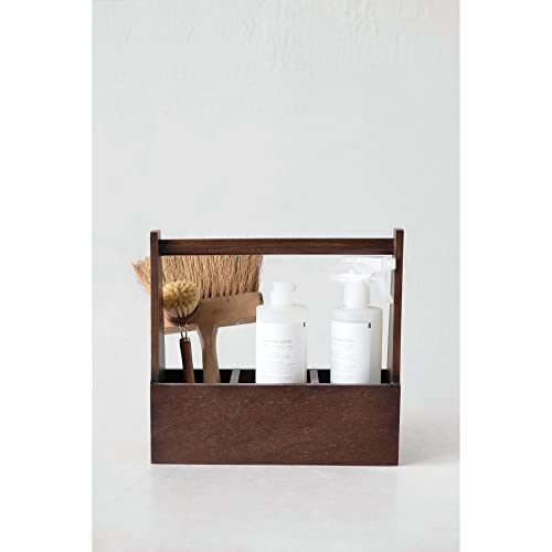 Creative Co-Op 3 Sections, Espresso Finish Caddy, 12" L x 4" W x 11" H, Brown