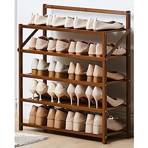 WYQQ Collapsible Shoe Hanger for Home Dormitory Mudroom Standing Bamboo Shoe Storage Rack No Installation(Size:70x23.8x75cm,Color:Brown)