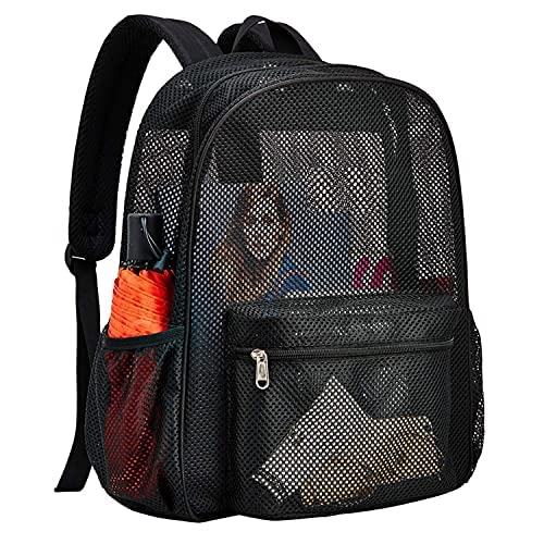 Heavy Duty Semi-Transparent Mesh Backpack,See Through College Student Backpack