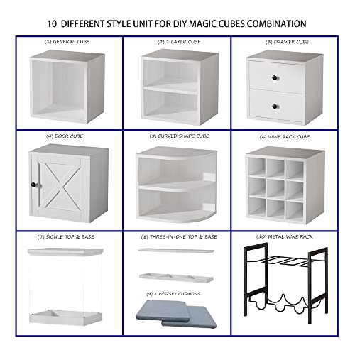 FUSUNBAO Magic DIY Cube Storage Organizer Stackable Cubles for Home Books Clothes Toy -Modular Cubby Storage System -Office Cubical -Bookcase Closet Wine Rack Cabinet (Pure White-Washed, Drawer Cube)