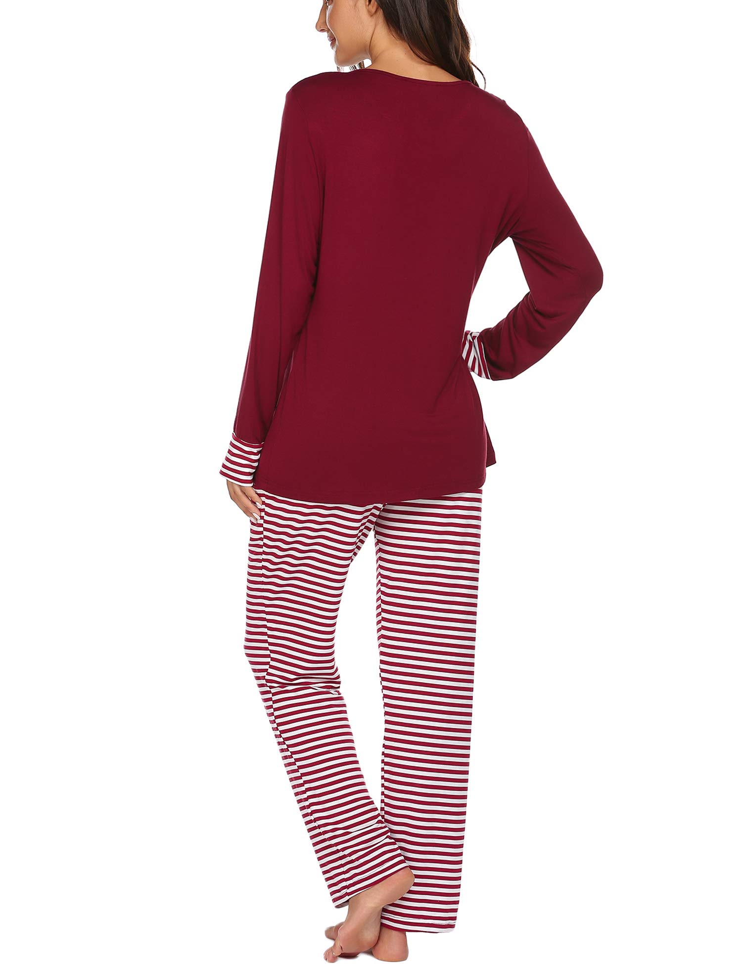 Ekouaer Maternity Nursing Pajama Set Long Sleeves Breastfeeding Sleepwear Soft Hospital Pregnancy pjs Sets L Wine Red