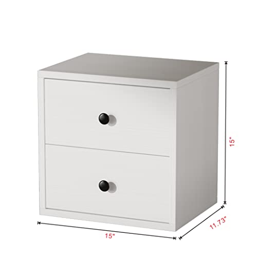 FUSUNBAO Magic DIY Cube Storage Organizer Stackable Cubles for Home Books Clothes Toy -Modular Cubby Storage System -Office Cubical -Bookcase Closet Wine Rack Cabinet (Pure White-Washed, Drawer Cube)