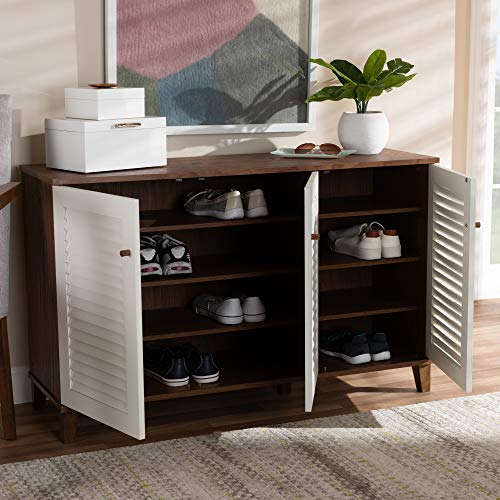 Baxton Studio Shoe Cabinets, White/Walnut