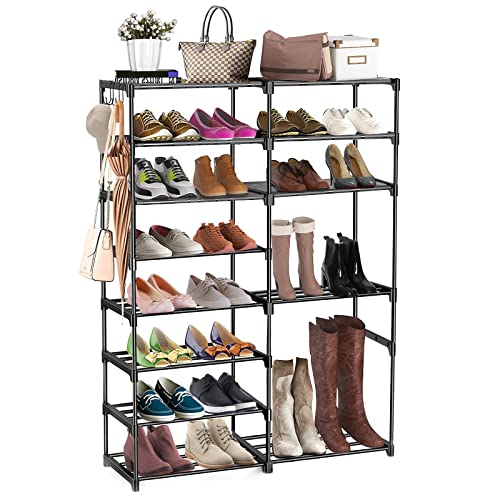 barsone 8 Tiers Shoe Rack, Durable Metal Boots Shoe Rack Organizer, 26-30 Pairs Shoe Rack for Closet, Free Standing Shoe Rack for Entryway Hallway Living Room