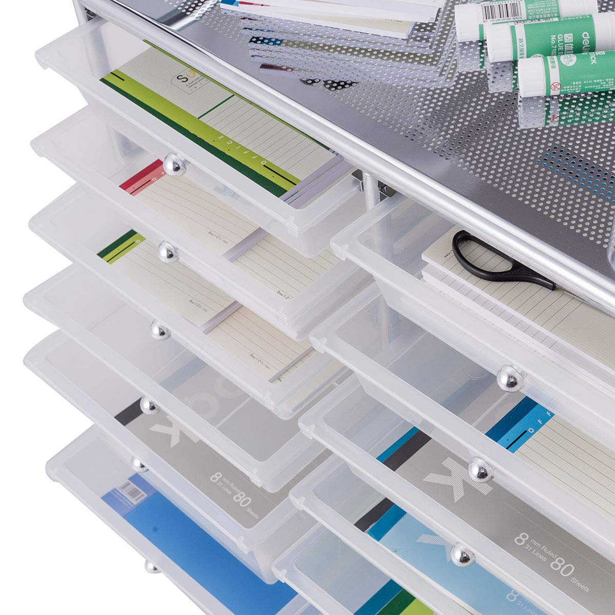 Happygrill 12-Drawer Organizer Cart Tools, Office School Paper Organizer Rolling Storage Cart with wheels