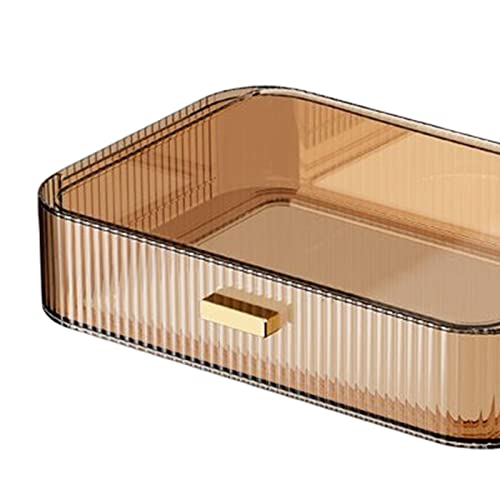 Milageto Countertop Makeup Organizer Tray, Shower Caddy Plate, Multifunction Desktop Storage Case, Brown