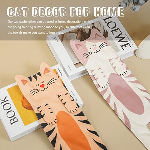 Dancenser Cute Cat Hand Towel, Cat Gifts for Cat Lovers, Cat Decor for Home, Funny Kitchen Bathroom Towels, Cute Cat Decorative Hanging Washclothes Face Towels, 20.9x5.1in