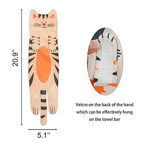 Dancenser Cute Cat Hand Towel, Cat Gifts for Cat Lovers, Cat Decor for Home, Funny Kitchen Bathroom Towels, Cute Cat Decorative Hanging Washclothes Face Towels, 20.9x5.1in