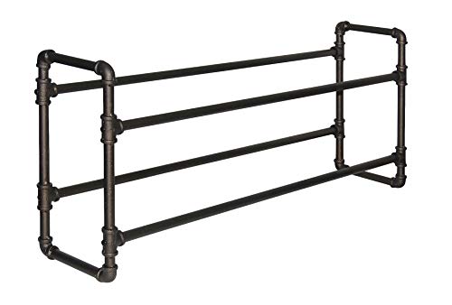 Real Home Innovations Modern Industrial Style 2 Tier Shoe Rack, 36" W x 8.2" d x 16" H, Satin Pewter