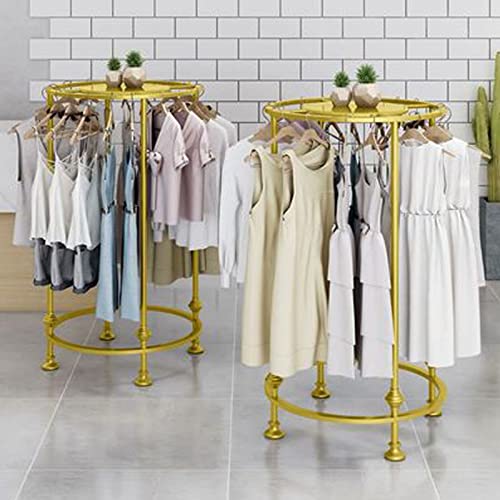 ZOUXIKOU Industrial Pipe Freestanding Round Garment Rack with Topper - Multi-Purpose Hanging Rod for Clothes Display and Storage in Retail Boutiques, Bedrooms, and Commercial Spaces