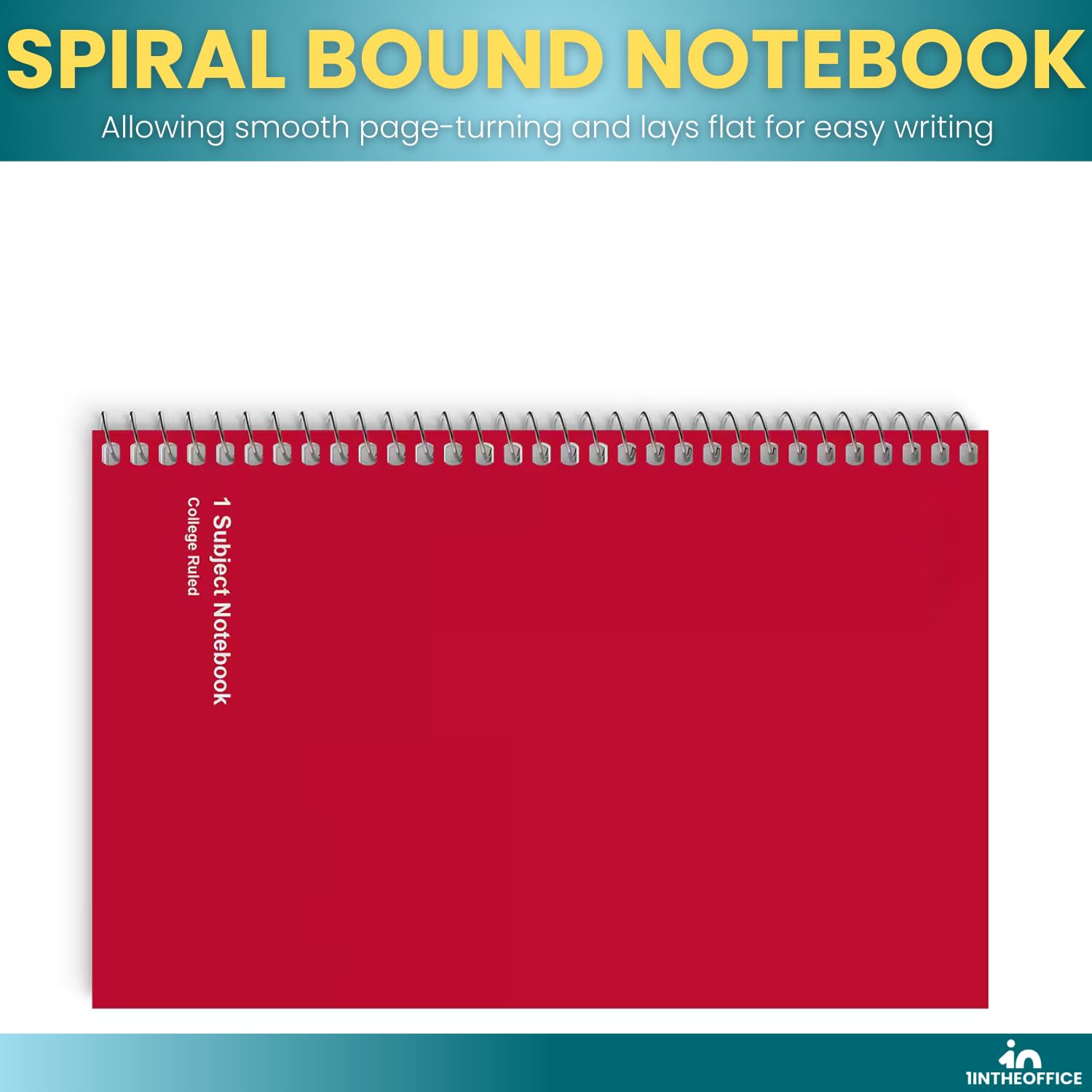1InTheOffice 1-Subject Wirebound Notebook, College Ruled, 80 Sheets, Spiral Notebook 5x7, 7 3/4" x 5", 6/Pk (6)