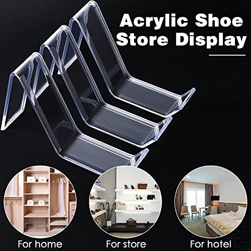 Jetec Acrylic Clear Shoe Display Stand Shoe Display Rack Holder Acrylic Display Stands Shoe Store Display Stands for Women's Sandal, Sports Shoes (8 Pieces)