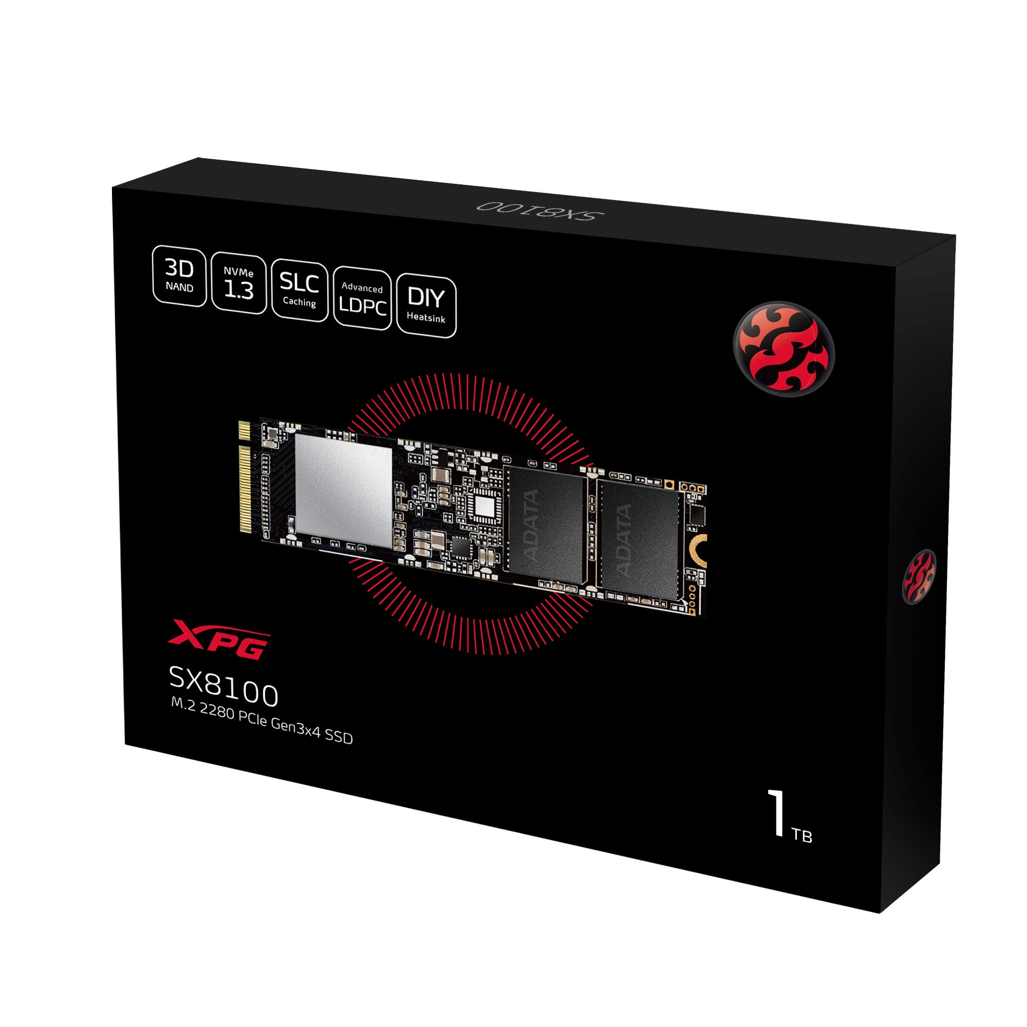 XPG SX8100 1TB 3D NAND NVMe Gen3x4 PCIe M.2 2280 Solid State Drive R/W 3500/3000MB/S SSD (ASX8100NP-1TT-C)
