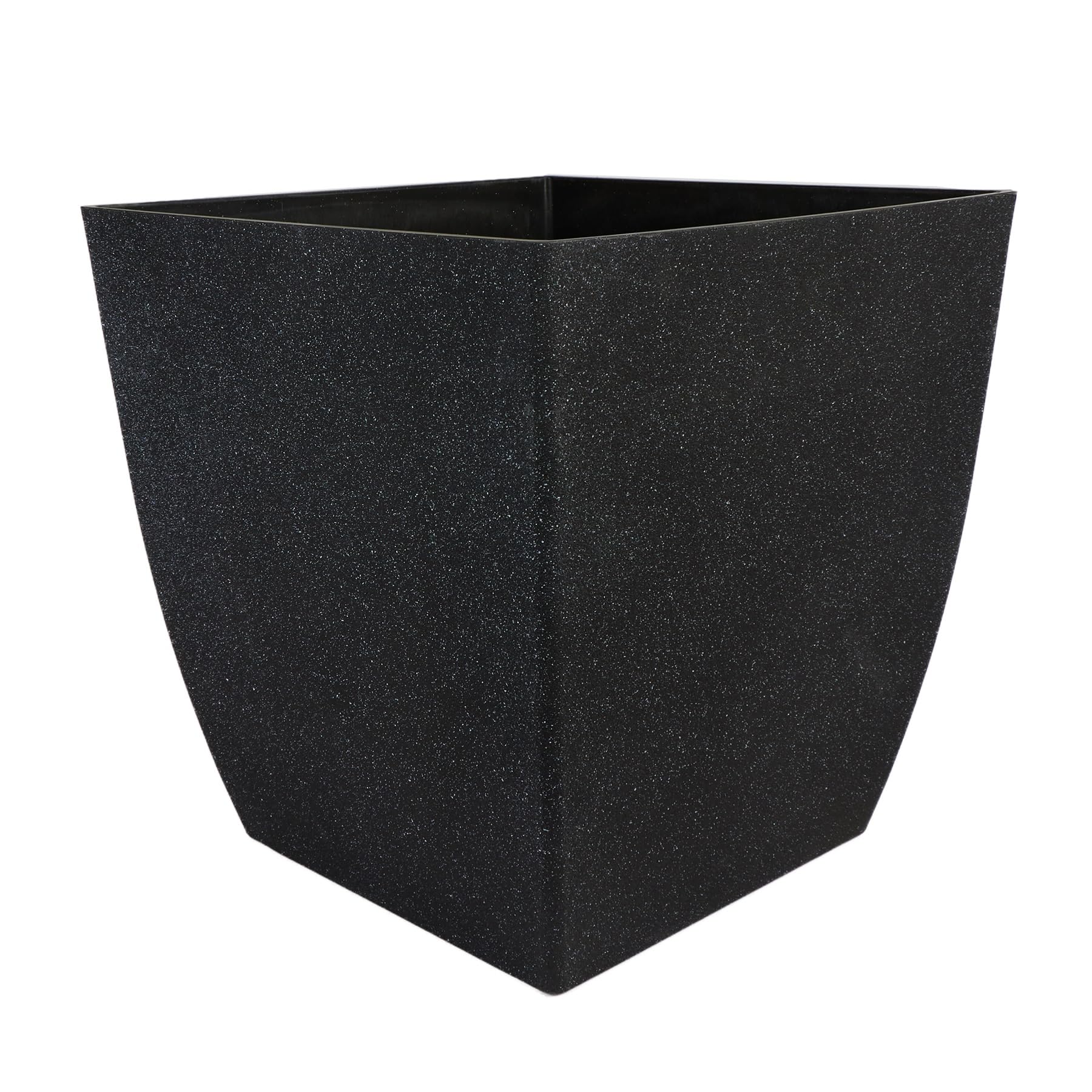 The HC Companies 12 Inch Santa Fe Square Self Watering Planter - Decorative Lightweight Plant Pot with Drainage Hole for Indoor Outdoor Use, Black Sand