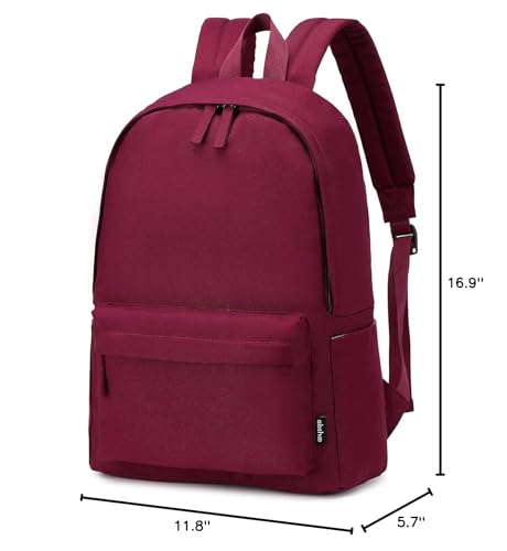 abshoo Lightweight Casual Unisex Backpack for School Solid Color Boobags (Red)