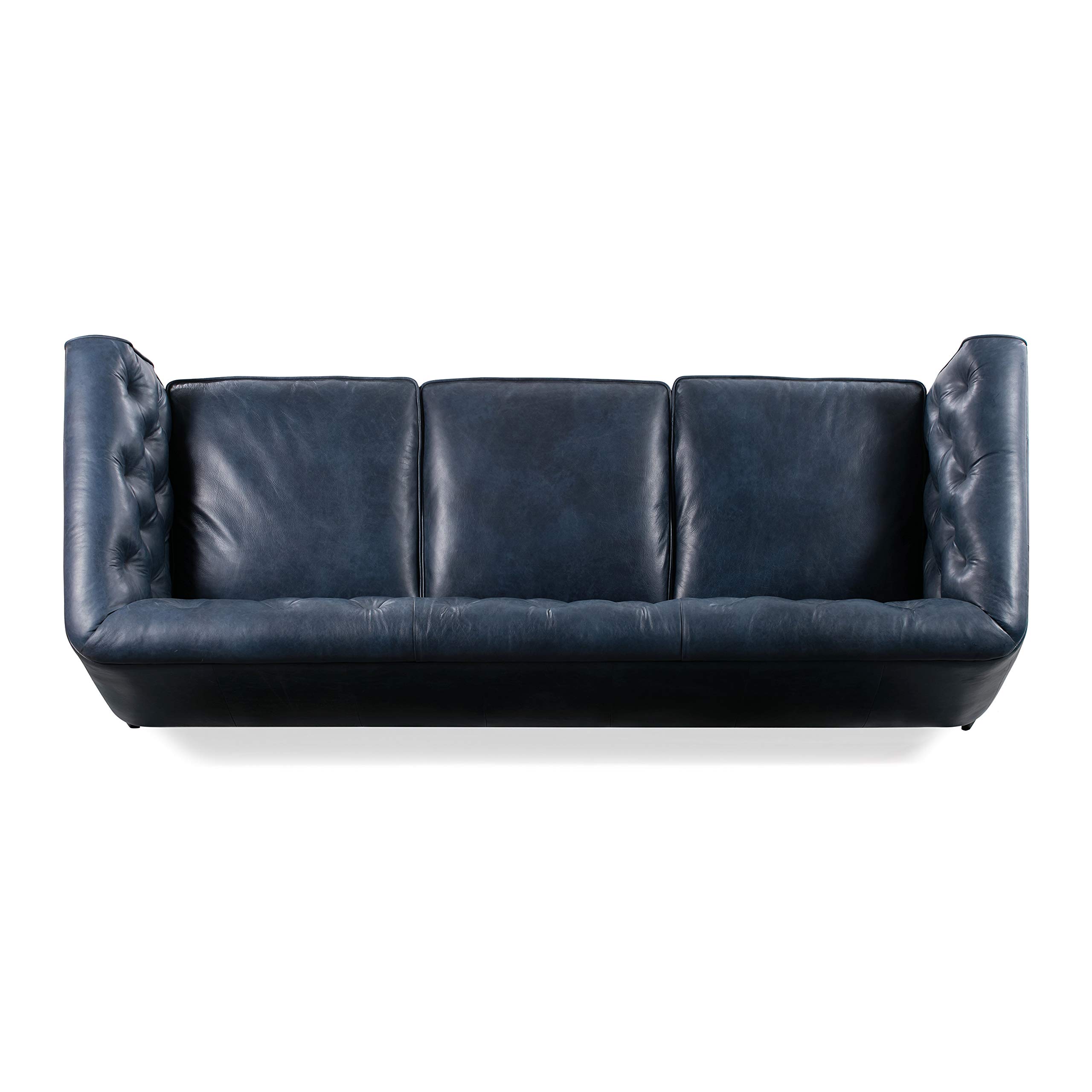 POLY & BARK Essex Sofa in Full-Grain Semi-Aniline Italian Tanned Leather in Midnight Blue