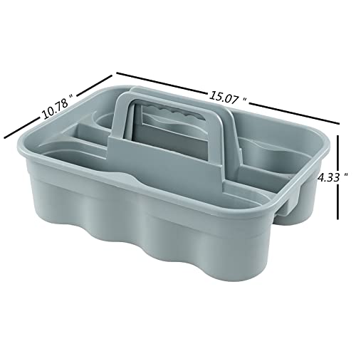 Qqbine Gray Plastic Storage Caddy, Cleaning Caddy with Handle, Pack of 6