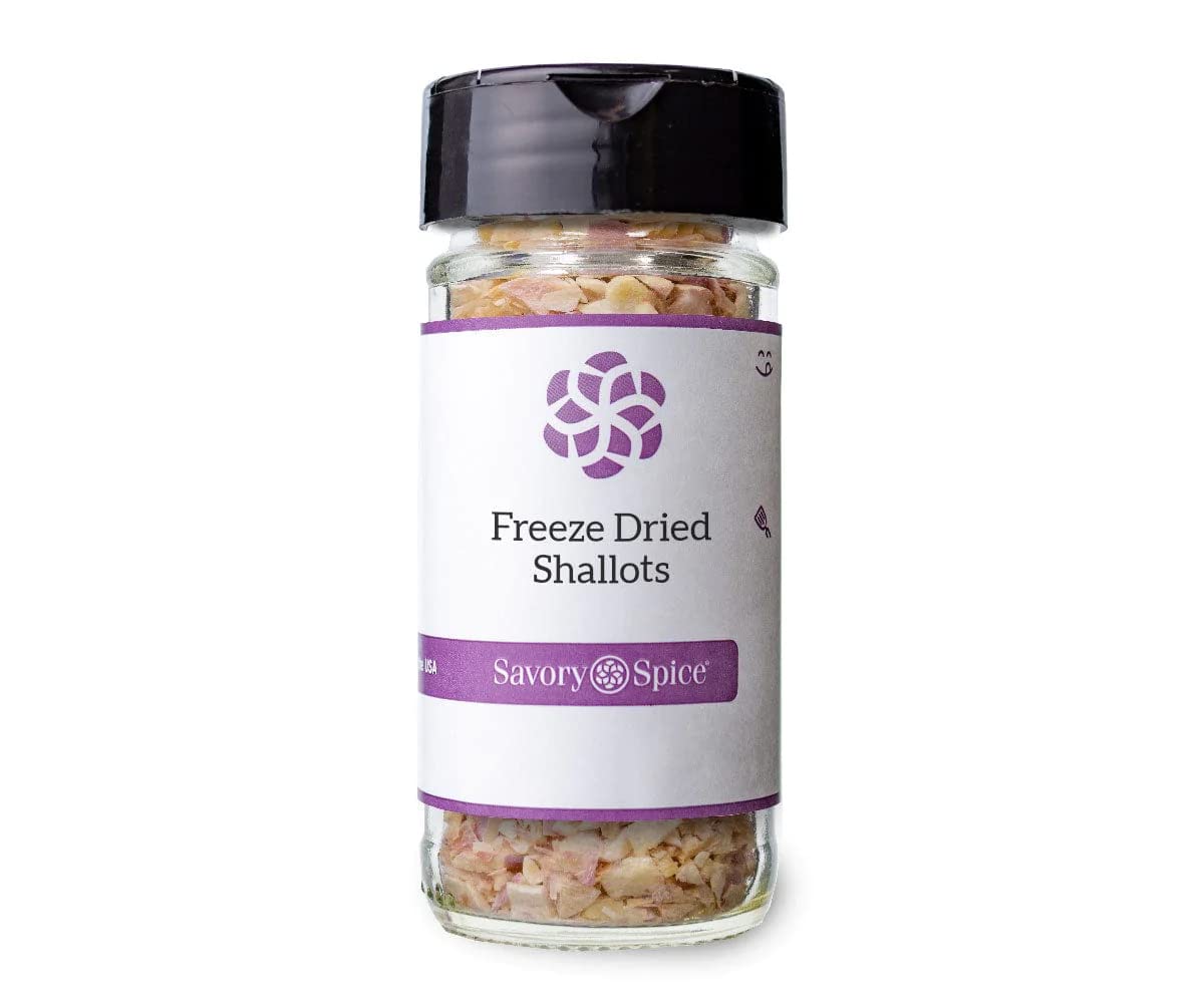 Savory Spice Freeze Dried Shallots - Dehydrated Shallot for Soups, Stews & Sauces | Grind Dried Shallot to Make Shallot Powder (1 Cup Bag - Net: 1 oz)