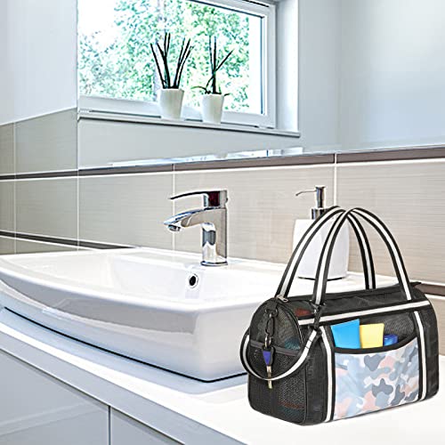Ligereza Mesh Shower Caddy Basket for College Dorm Room Essentials, Bathroom Accessories, Gym Bathroom, Camping, Multiple Suspension Methods And Large Capacity, Portable Shower Caddy Bag (Black).