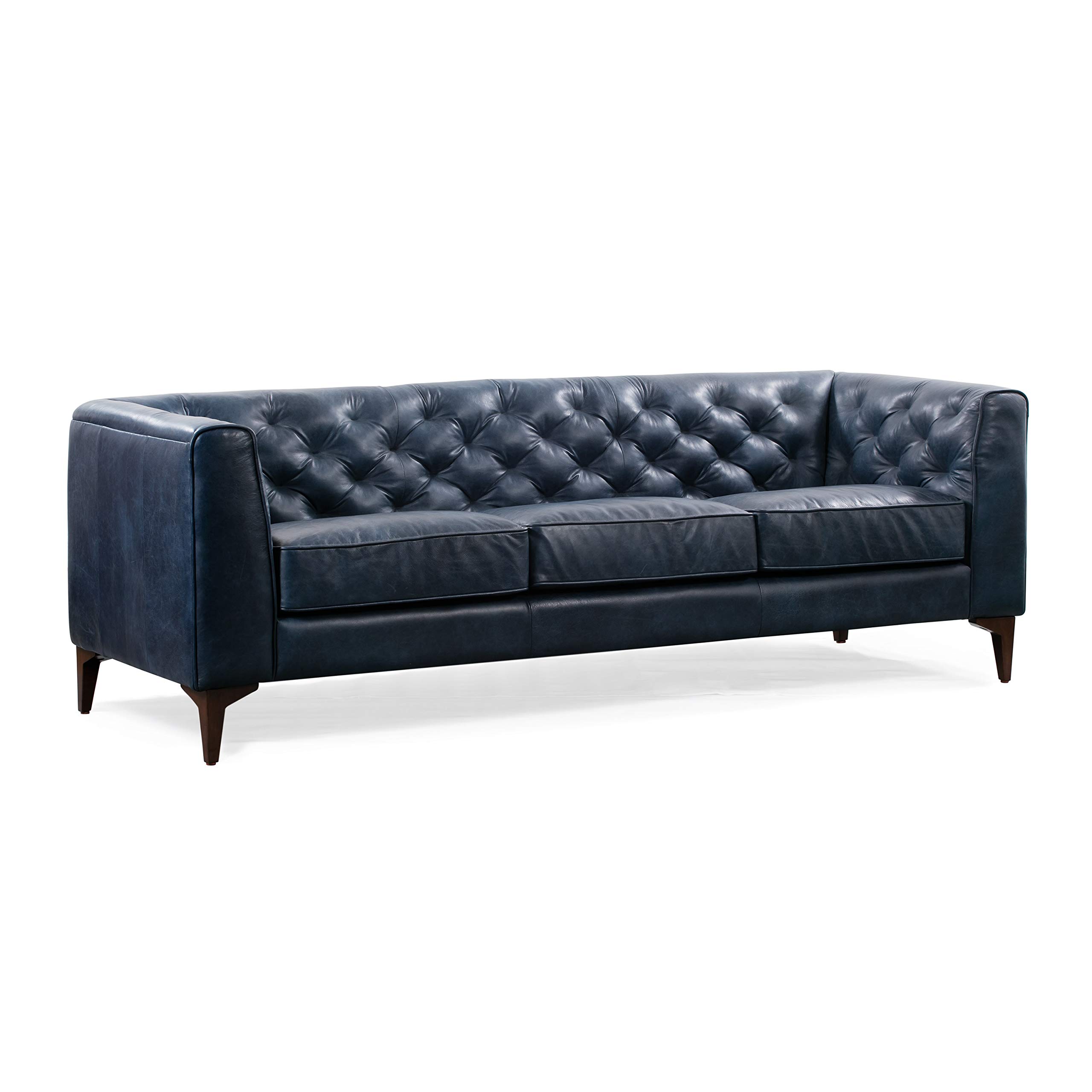 POLY & BARK Essex Sofa in Full-Grain Semi-Aniline Italian Tanned Leather in Midnight Blue