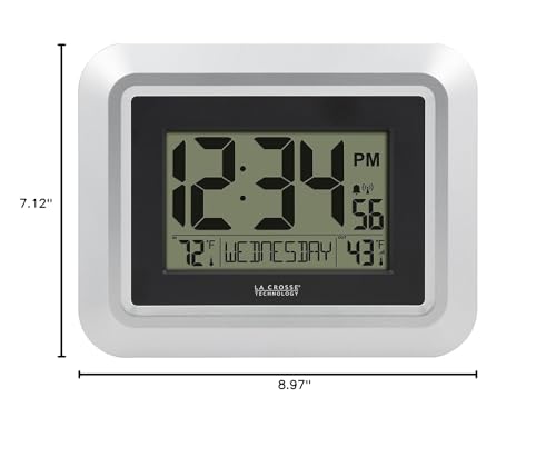 La Crosse Technology 513-1918S-INT Atomic Digital Wall Clock with Outdoor Temperature