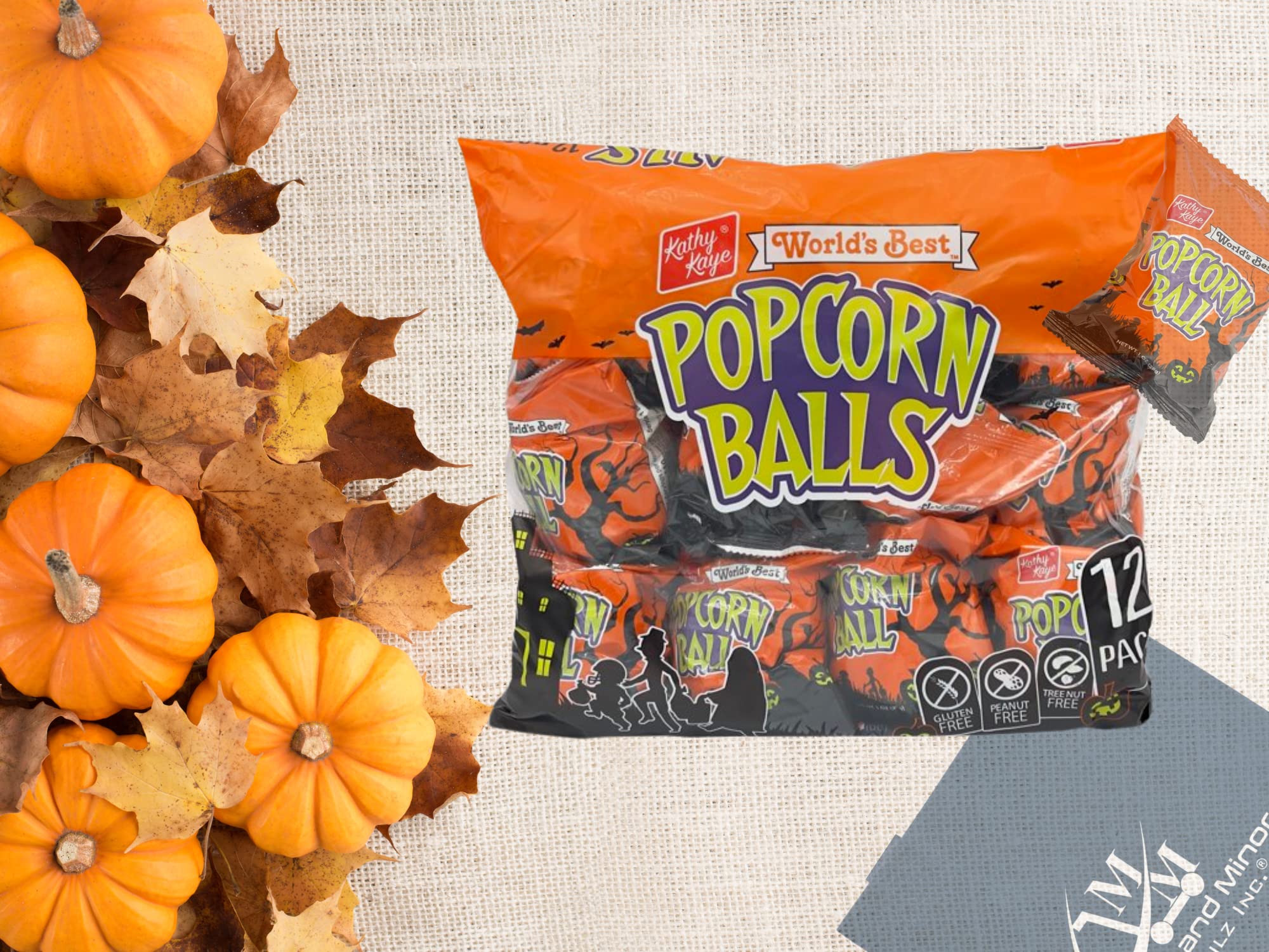Halloween Popcorn | Popcorn Balls Individually Wrapped | Limited Edition Non Candy Seasonal Flavored Snacks and Treats for Parties Trick or Treating | Reusable Tote | 12 Ct Bundle Set