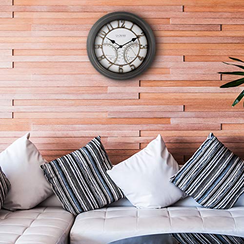 La Crosse Clock 404-4450 19.7 Inch Indoor/Outdoor Silent Sweep Courtyard Quartz Clock