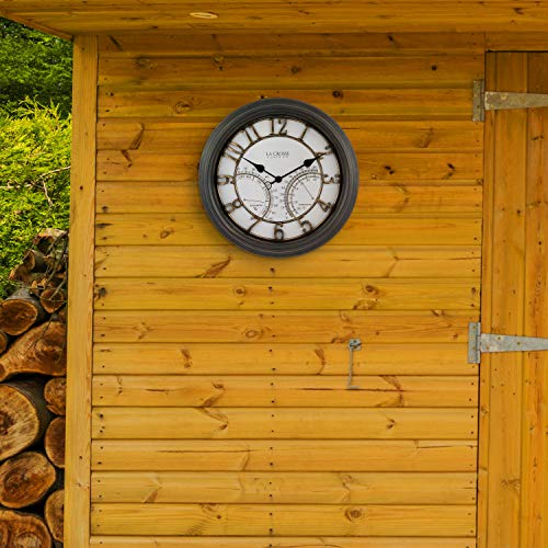 La Crosse Clock 404-4450 19.7 Inch Indoor/Outdoor Silent Sweep Courtyard Quartz Clock