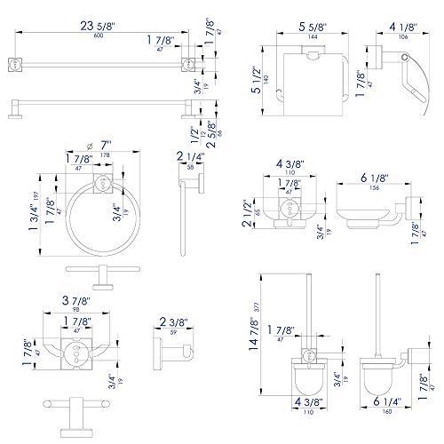 ALFI brand AB9509-BN Matching Bathroom Accessory Set (6 Piece), Brushed Nickel