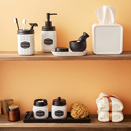 Mason Jar Bathroom Accessories Set: 4-Piece Bathroom Set Soap Dispenser Toothbrush Holder-Soap Dispenser Bathroom & Rustic Home Decor & Farmhouse Bathroom Decor,Countertop Organizer Jars
