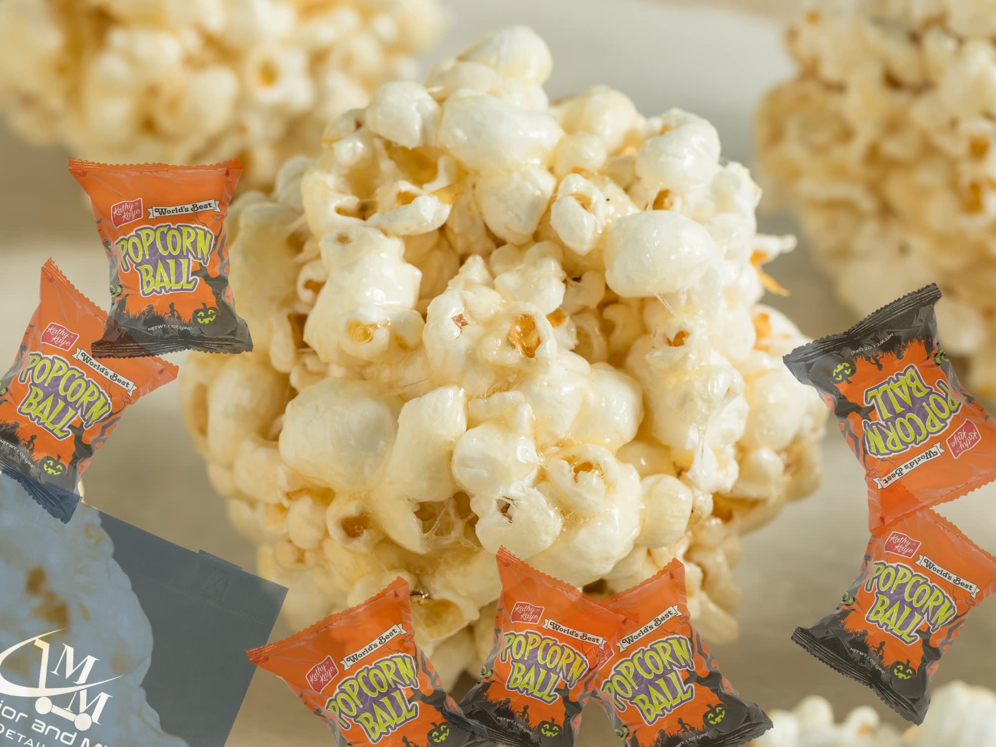 Halloween Popcorn | Popcorn Balls Individually Wrapped | Limited Edition Non Candy Seasonal Flavored Snacks and Treats for Parties Trick or Treating | Reusable Tote | 12 Ct Bundle Set