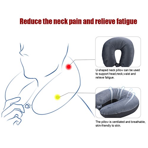 Jadpes UShaped Pillow, Soft Elastic UShaped Travel Pillow Neck Support Office Rest Cushion with Buckle for Outdoors Car Office Home Travel(Grey)
