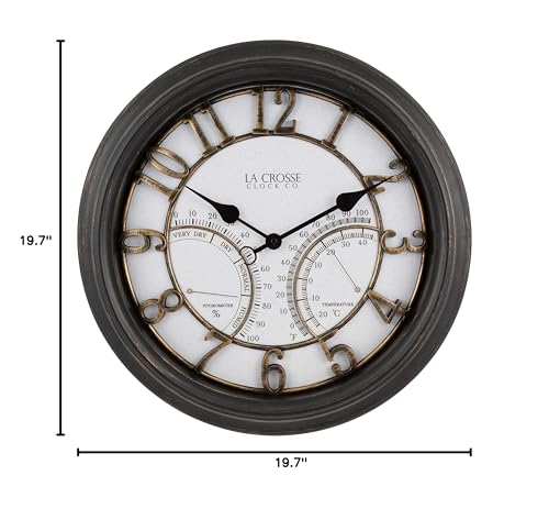 La Crosse Clock 404-4450 19.7 Inch Indoor/Outdoor Silent Sweep Courtyard Quartz Clock