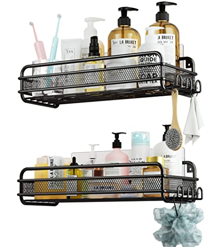 RelaxScene Shower Caddy Shelf - Self Adhesive 3-Pack Bathroom Shower Organizer Suction Storage with Soap Holder Shower Shampoo Holder Shelves Rack for Inside Shower Black