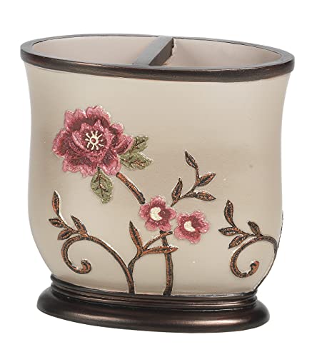 Popular Bath 4pc Larrisa Floral Bathroom Accessories Sets Modern Classic Flower Soap Dispenser, Tumbler, Tooth Brush Holder and Soap Dish Holder Luxury Decor Unique Design Stylish Bathroom Sets