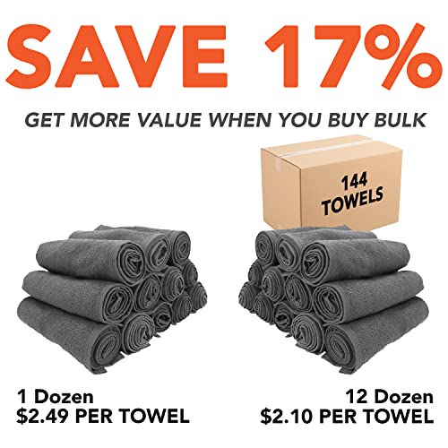Arkwright Bleach Safe Sr. Salon Towels - (Pack of 12) 100% Ring Spun Cotton Super Soft, Lightweight, Quick Dry, Absorbent Hand Towel for Hotel, Spa, Cosmetology, 16 x 28 in, Charcoal