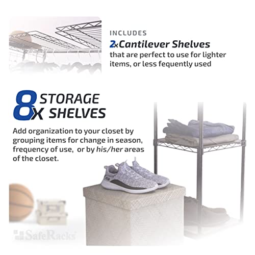 MonsterRax Expandable Clothing Rack - Garment Rack Storage, Wardrobe Clothes Organizer, Steel Clothing Racks, Shoes and Clothing Organizer, Adjustable Garment Racks for Hanging Clothes - 14" x 72"