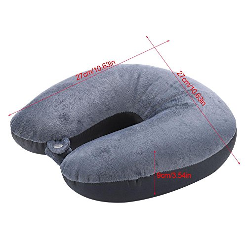 Jadpes UShaped Pillow, Soft Elastic UShaped Travel Pillow Neck Support Office Rest Cushion with Buckle for Outdoors Car Office Home Travel(Grey)