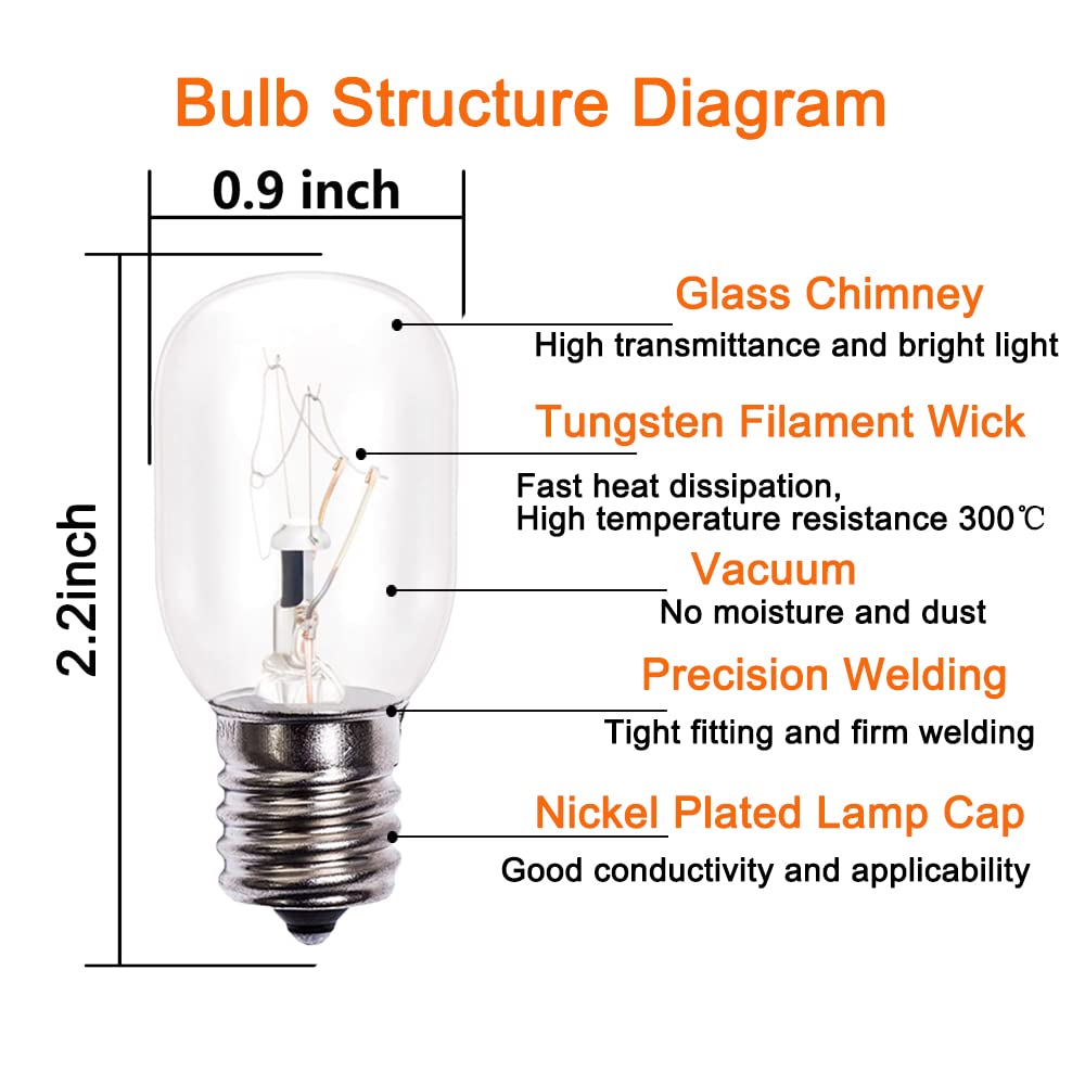8206232A Light Bulb for Whirlpool Microwave,40W 125V E17 Under Hood Microwave Bulb Fit for Whirlpool Maytag GE Amana Over The Range Hood Microwave Lava Lamp, 6 Pack