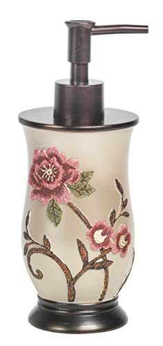 Popular Bath 4pc Larrisa Floral Bathroom Accessories Sets Modern Classic Flower Soap Dispenser, Tumbler, Tooth Brush Holder and Soap Dish Holder Luxury Decor Unique Design Stylish Bathroom Sets