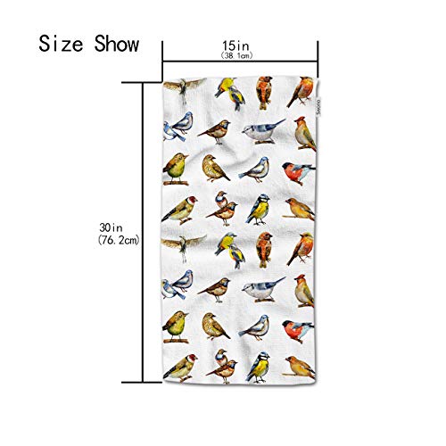 HGOD DESIGNS Bird Hand Towels,Watercolor Beautiful Birds Painting 100% Cotton Soft Bath Hand Towels for Bathroom Kitchen Hotel Spa Hand Towels 15"X30"