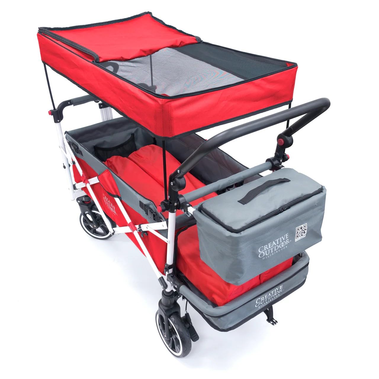 Creative Outdoor Distributor Push Pull Wagon for Kids, Foldable with Sun/Rain Shade (RED)