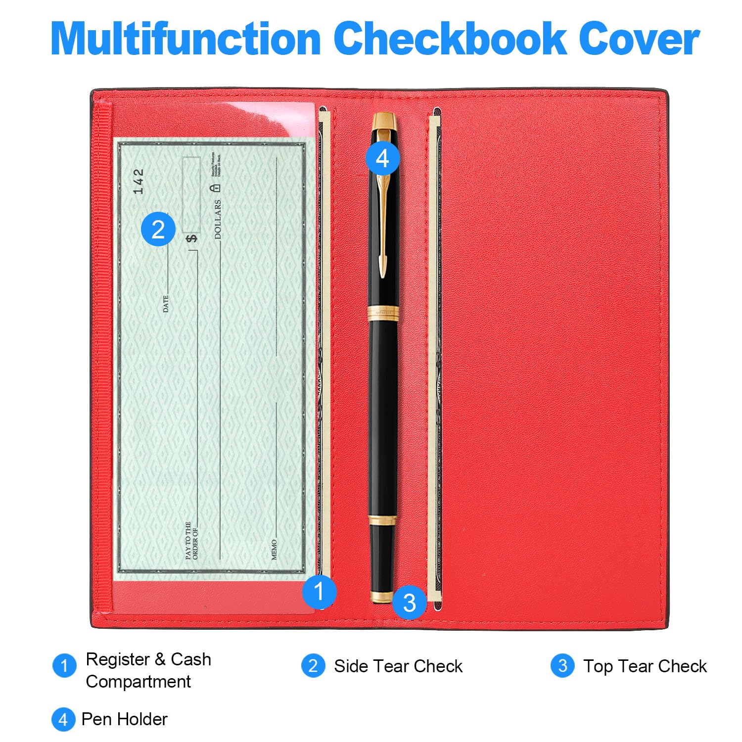 CASMONAL Premium Leather Checkbook Cover for Men and Women Checkbook Holder Wallet RFID Blocking