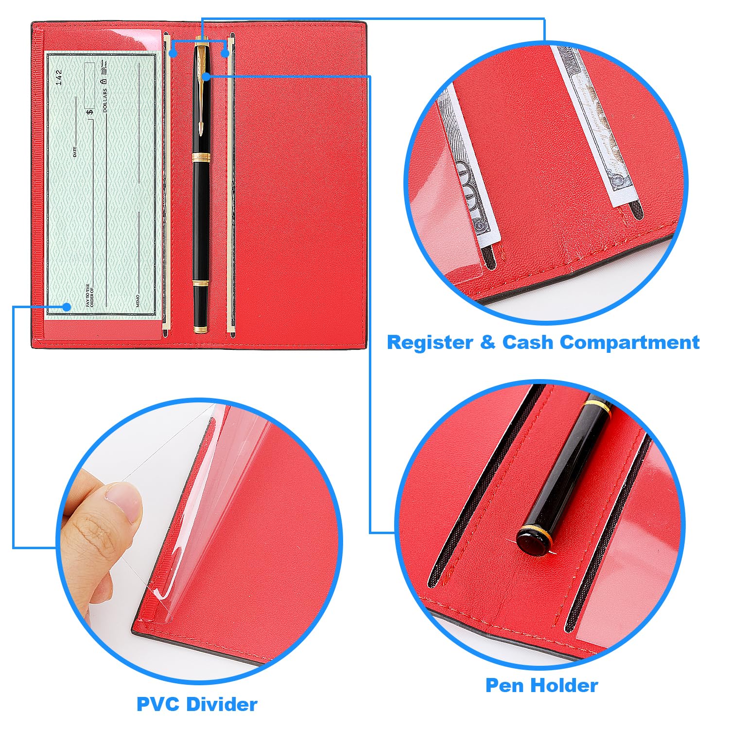CASMONAL Premium Leather Checkbook Cover for Men and Women Checkbook Holder Wallet RFID Blocking