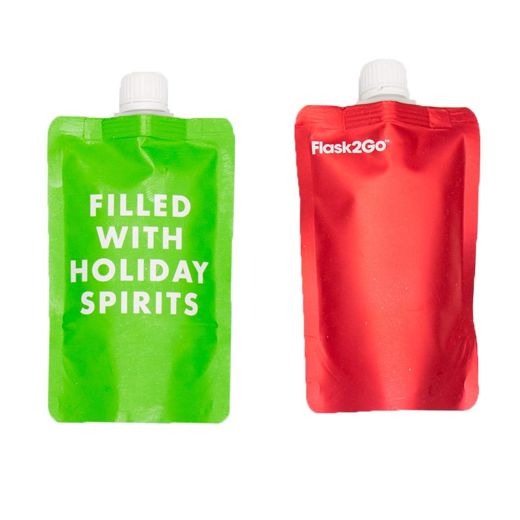 Flask2Go - The Foldable Flexible Flask for Tailgating, Camping, and Concerts (Red/Green)