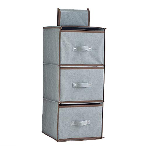 Adou 3 Shelf Hanging Closet Organizer 3 Drawers, Hanging Collasible Closet Storage Shelves, Canvas Hanging Closet Storage Organizer with Drawers for Clothing&Sweaters