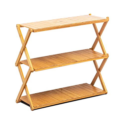 JAPIIM 3-Tier Shoe Rack Bamboo Board, Multi-Layer Foldable Bamboo Shoe Organizer Multi-Functional Storage Free Standing Shoe Rack for Home, Doorway, Corridor, Balcony, Bedroom.