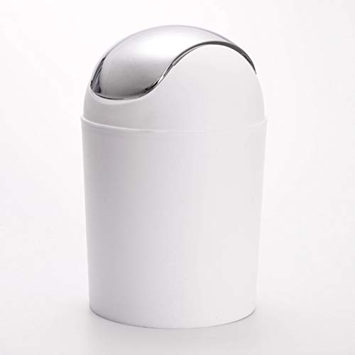 Zuvo 6 Pcs Plastic Bathroom Accessory Set Luxury Bath Accessories Bath Set Lotion Bottles, Toothbrush Holder, Tooth Mug, Soap Dish, Toilet Brush, Trash Can, Rubbish Bin (White)