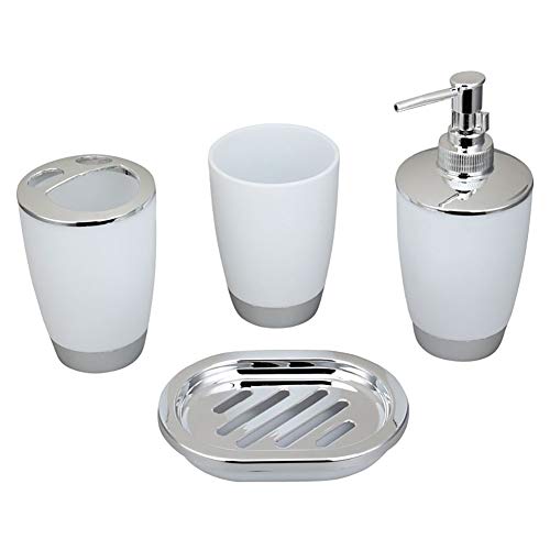Wilove Bathroom Accessories Set,4 Pcs Plastic Bathroom Accessories Set Toothbrush Holder,Toothbrush Cup,Soap Dispenser,Soap Dish