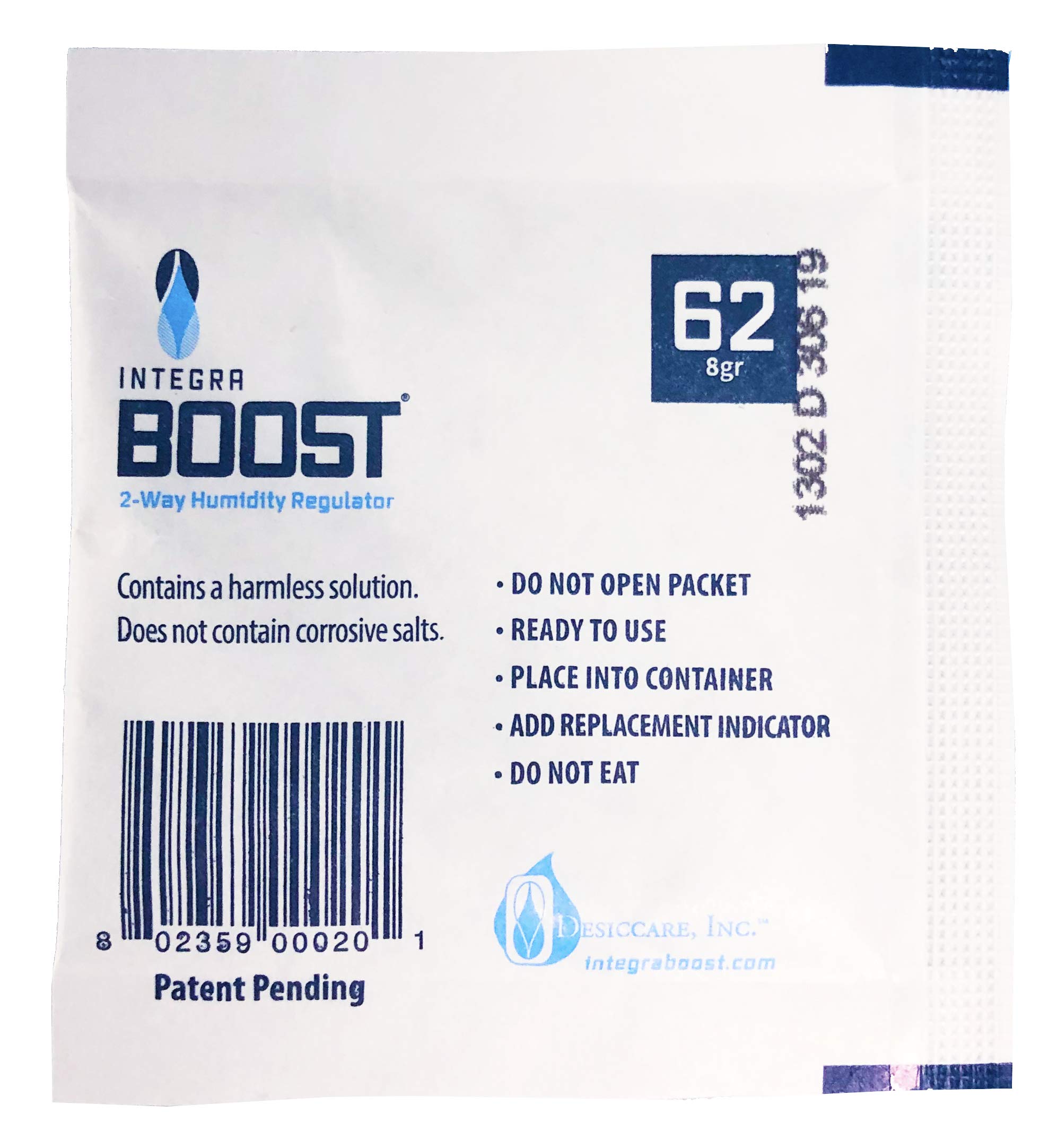 Integra Boost 8g Humidiccant Bulk 62% (50/Pack) – 2-Way Humidity Control Packs – Includes 50 Replace